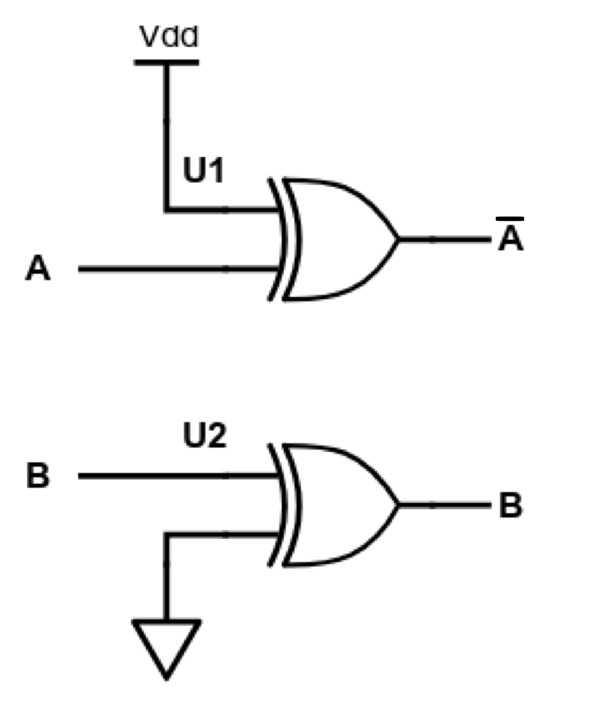 XOR Logic used as a Buffer or Inverter